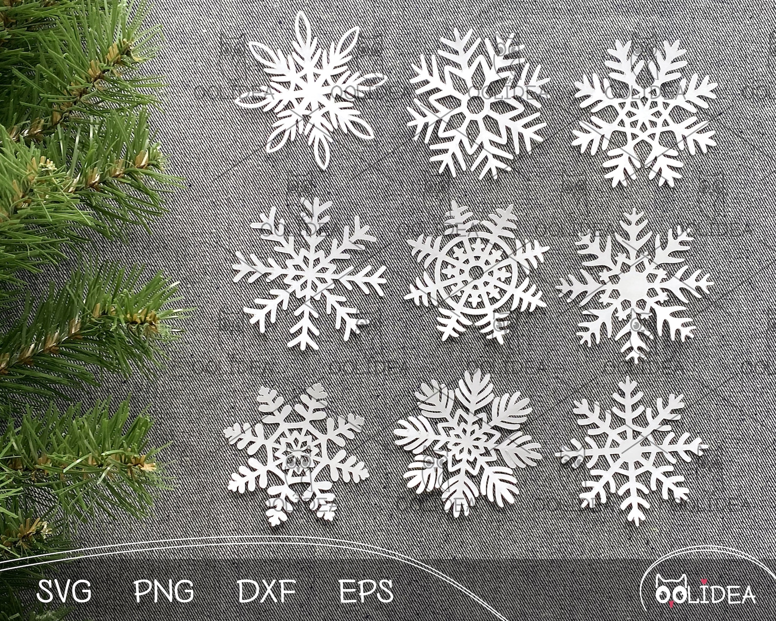 Snowflake SVG Bundle 1 9 Paper Snowflakes SVG Template - Etsy