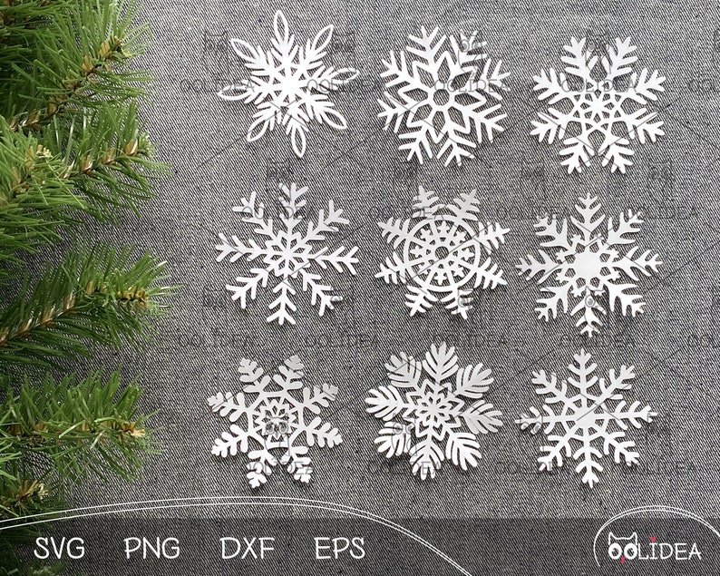 Snowflake SVG Bundle 1 9 Paper Snowflakes SVG Template - Etsy