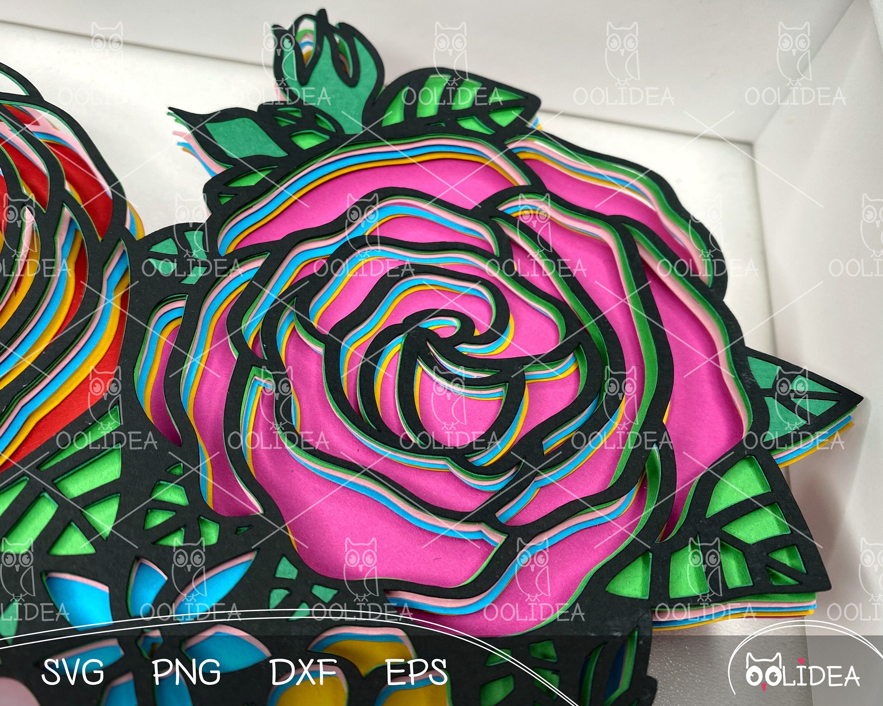 Flower Heart SVG Bundle Layered Rose Heart SVG Template 3D - Etsy