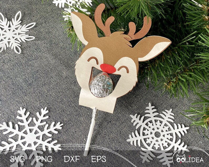 Christmas Lollipop Holder SVG Paper Christmas Reindeer Candy - Etsy