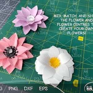 Paper Flower SVG Bundle: 12 Floral Templates, Cricut Cut Files (digital ...