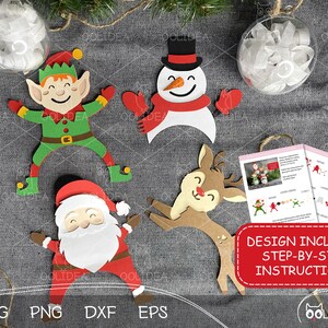 Santa, Reindeer, Snowman, and Elf SVG Candy Holder Ornament Xmas Ball ...