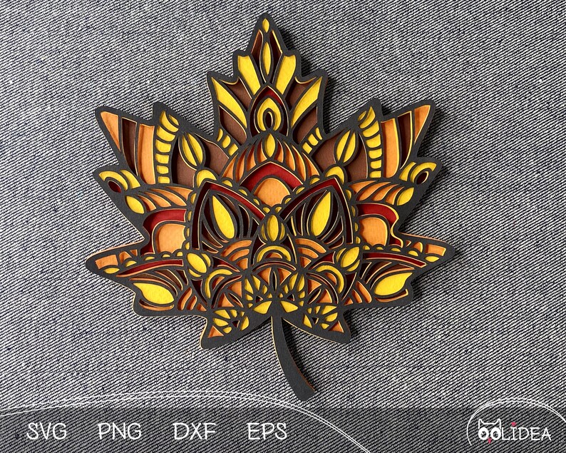Mandala Maple Leaf SVG Layered Maple Leaf SVG Bundle - Etsy