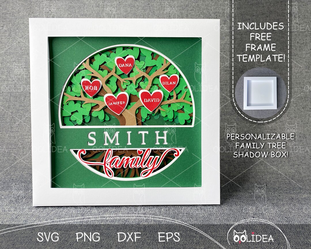 Customizable Shadow Box SVG Layered Family Tree Template Cut Files for ...