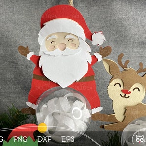 Santa, Reindeer, Snowman, and Elf SVG Candy Holder Ornament Xmas Ball ...