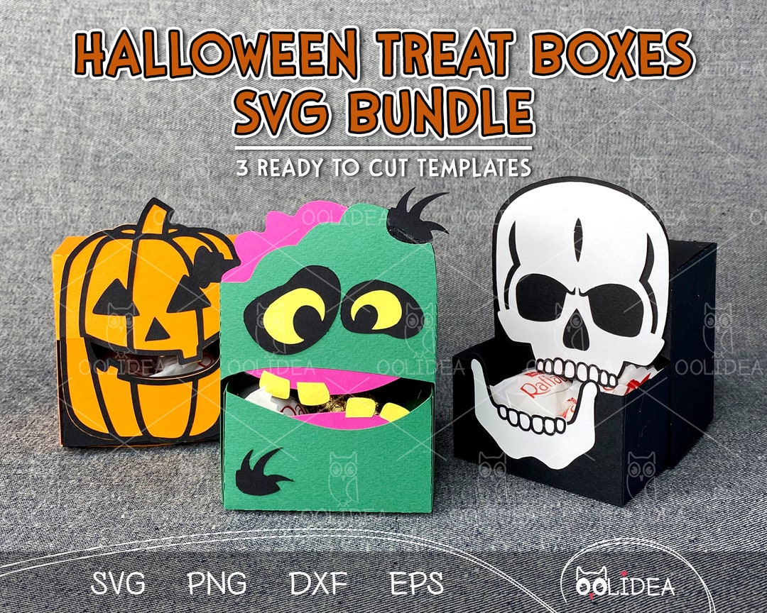Spooky Halloween Candy Box SVG Bundle: Pumpkin, Zombie, and Skeleton ...