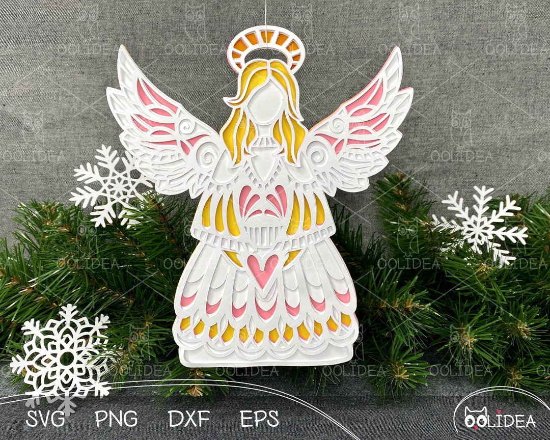 3D Paper Angel SVG Angel 3D Layered SVG Christmas Angel SVG Advent ...