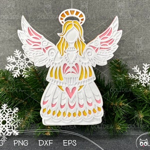 3D Paper Angel SVG Angel 3D Layered SVG Christmas Angel SVG Advent ...