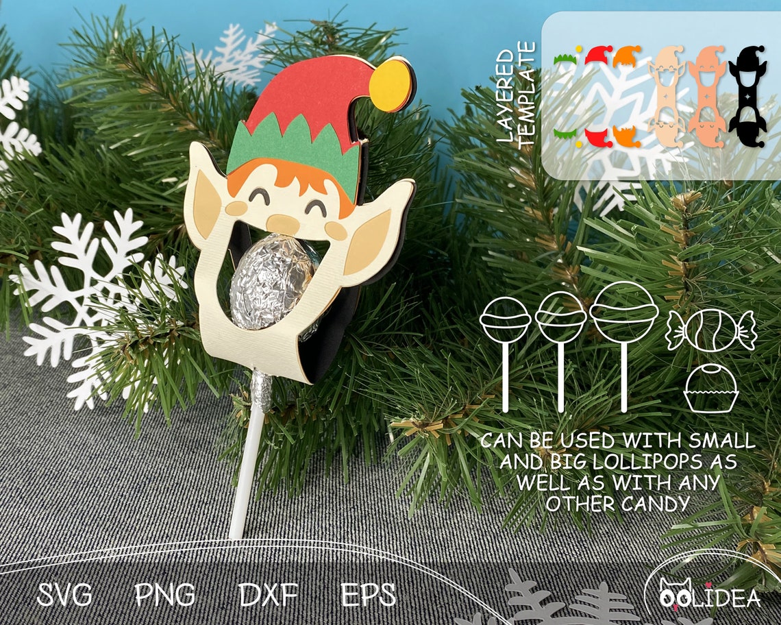 Christmas Lollipop Holder SVG Paper Christmas Elf Candy - Etsy