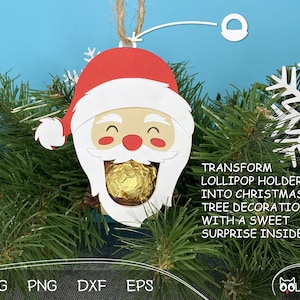 Christmas Lollipop Holder SVG Paper Christmas Santa Candy Holder SVG ...
