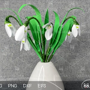 Snowdrop SVG Paper Flower Template: Spring DIY Cut File With Step-by-step Tutorial for January ...