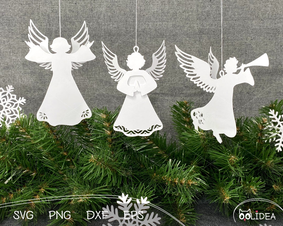Paper Angel SVG Bundle #1 | Angel Layered SVG | 3D Christmas Angels SVG ...