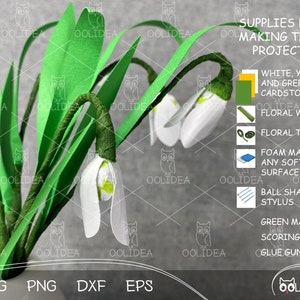 Snowdrop SVG Paper Flower Template: Spring DIY Cut File With Step-by ...