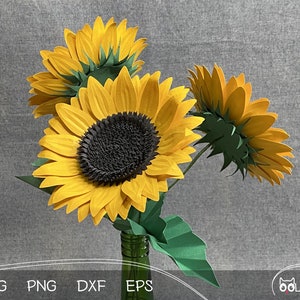 3D Sunflower SVG Paper Flower Template for Cricut: Printable Dxf, Png ...