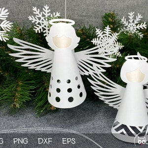 Paper Angel SVG Bundle 2 Angel Layered SVG 3D Angel Christmas Ornament ...