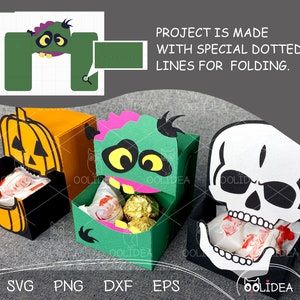 Spooky Halloween Candy Box SVG Bundle: Pumpkin, Zombie, and Skeleton ...