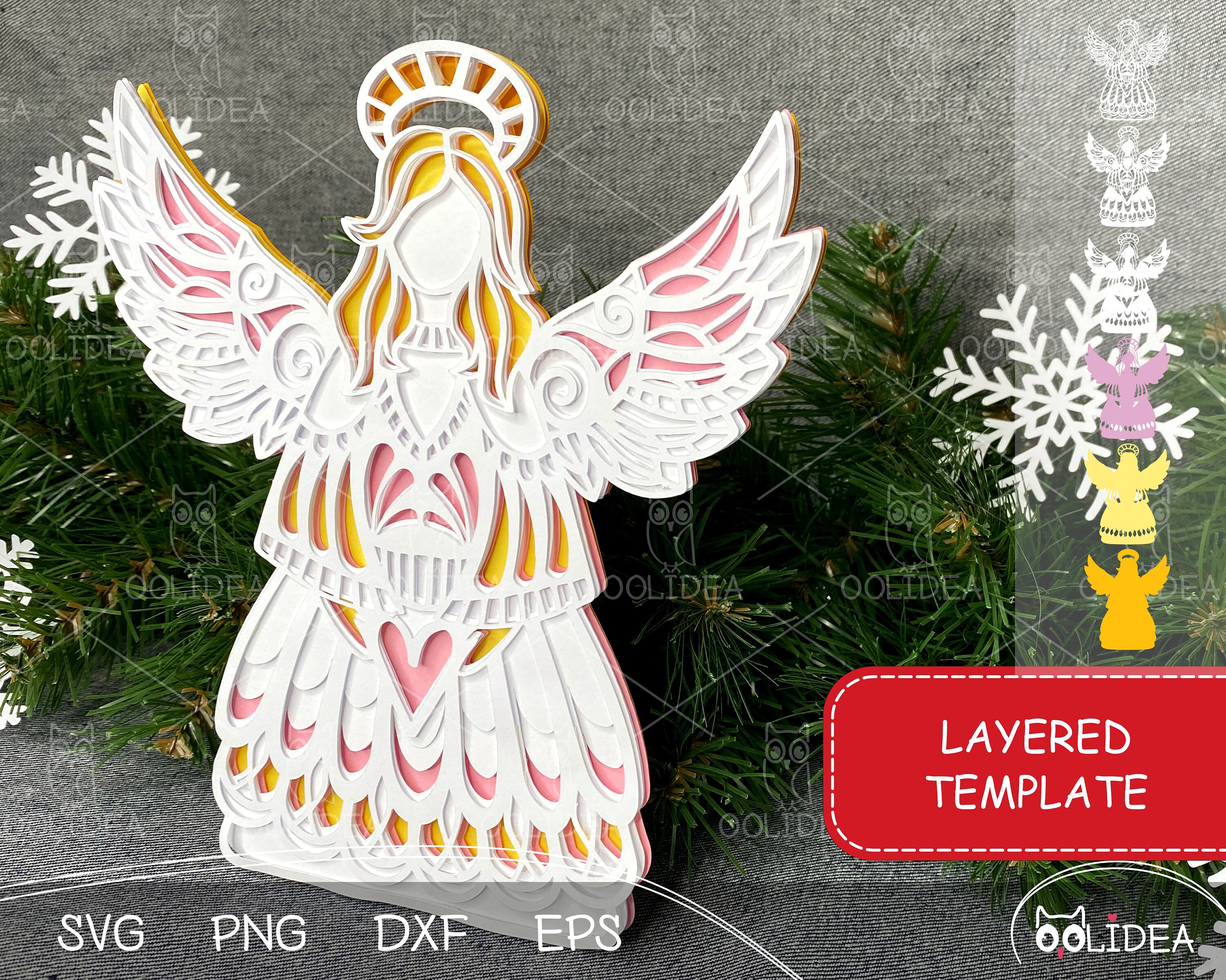 3D Paper Angel SVG Angel 3D Layered SVG Christmas Angel - Etsy UK