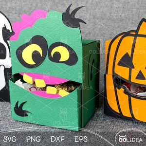 Spooky Halloween Candy Box SVG Bundle: Pumpkin, Zombie, and Skeleton ...