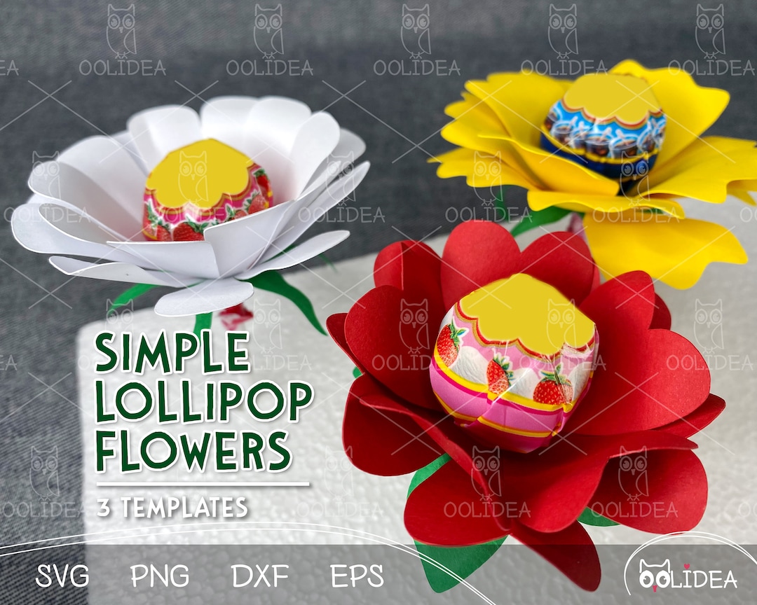 Simple Lollipop Flower SVG Bundle 2 Paper Flower SVG Templates 3D Paper ...