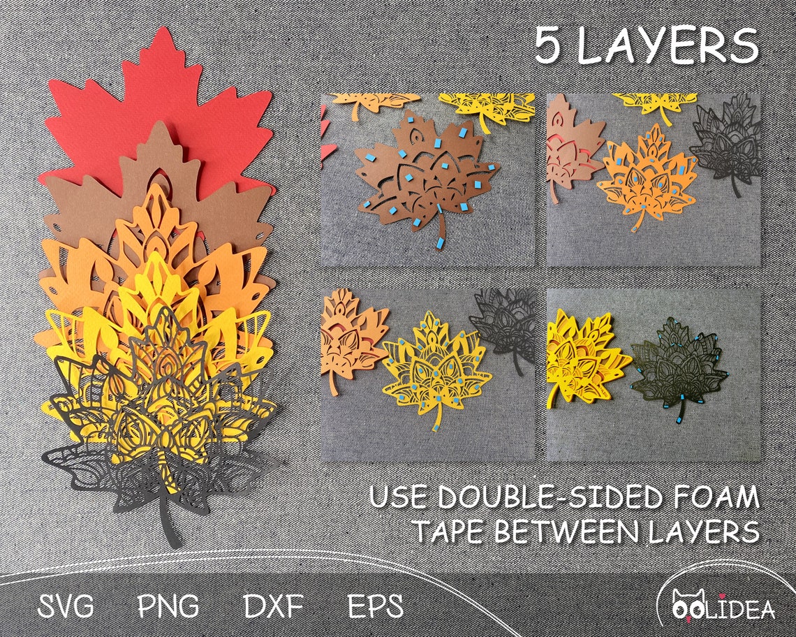 3D Maple Leaf Mandala SVG Bundle: Layered Skeleton Design (digital ...