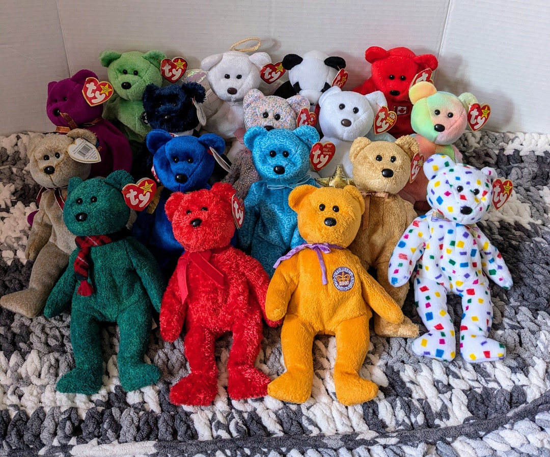 Retired TY Beanie Babies Choice of Bears Vintage Cashew Star Millenium ...