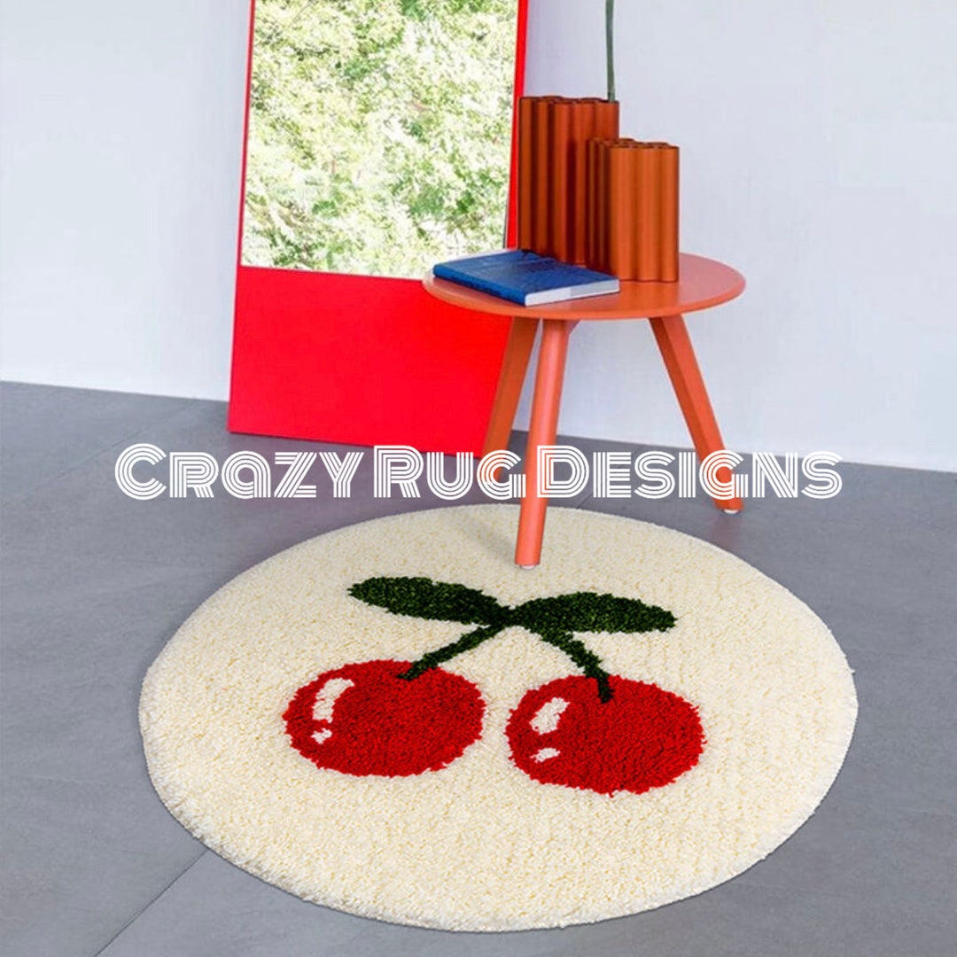 New Custom Handmade Tufted Cherry Circle Non-slip Soft Fluffy - Etsy