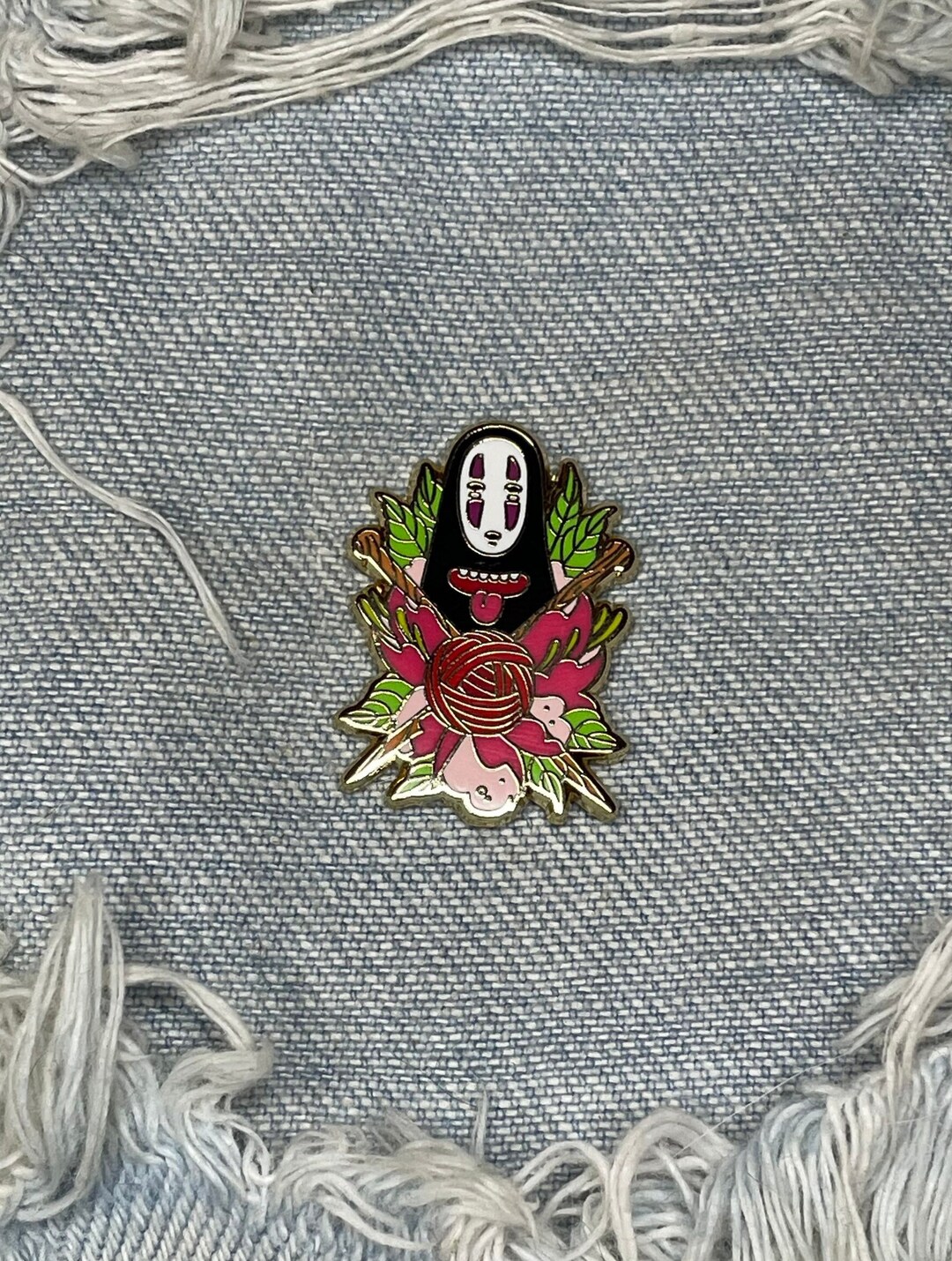 Very Hungry No Face Knitting Yard Spirit World Enamel Pin - Etsy