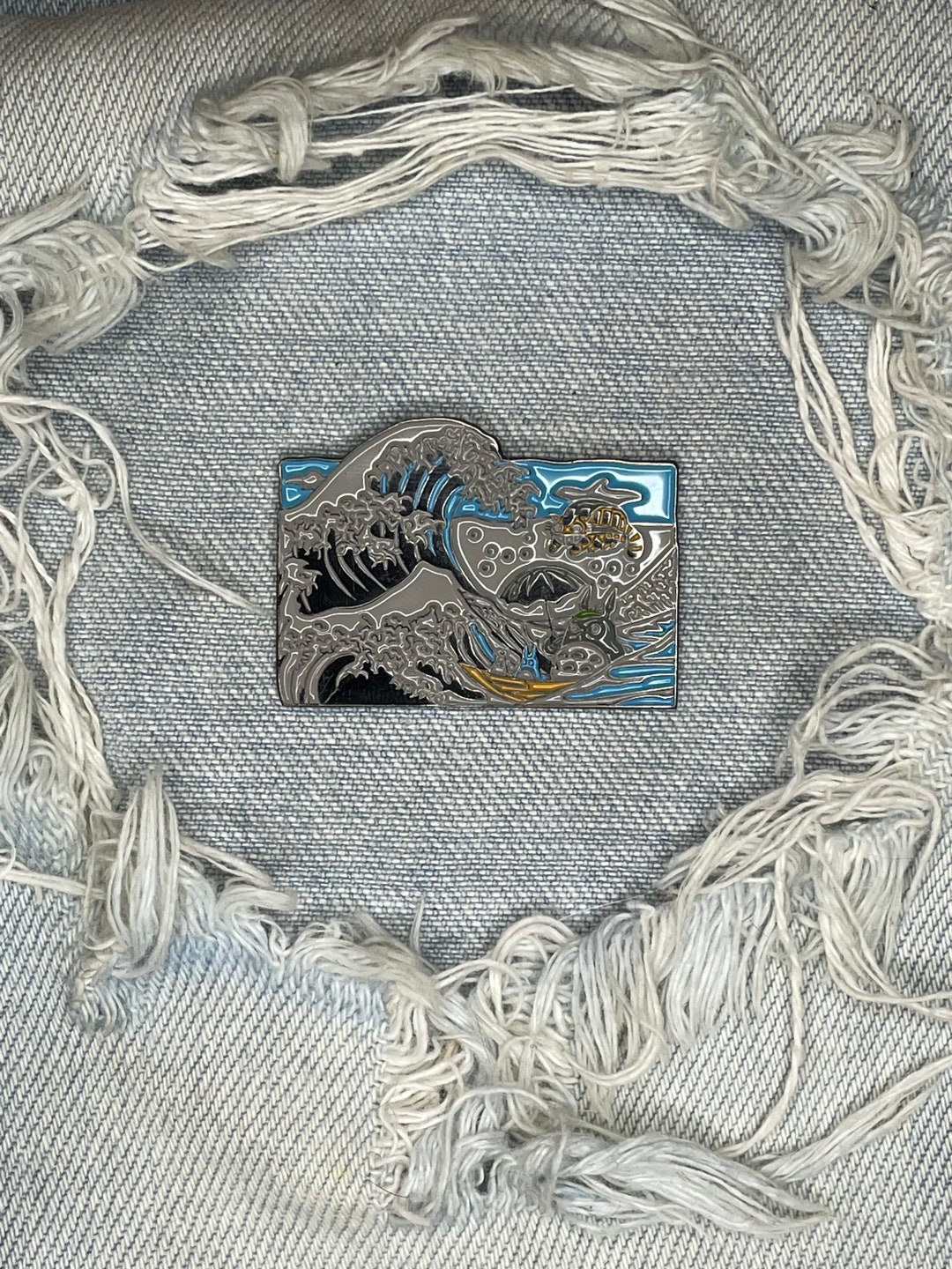 Totoro and Friends Riding the Waves Art Work Cross Over Anime Enamel ...