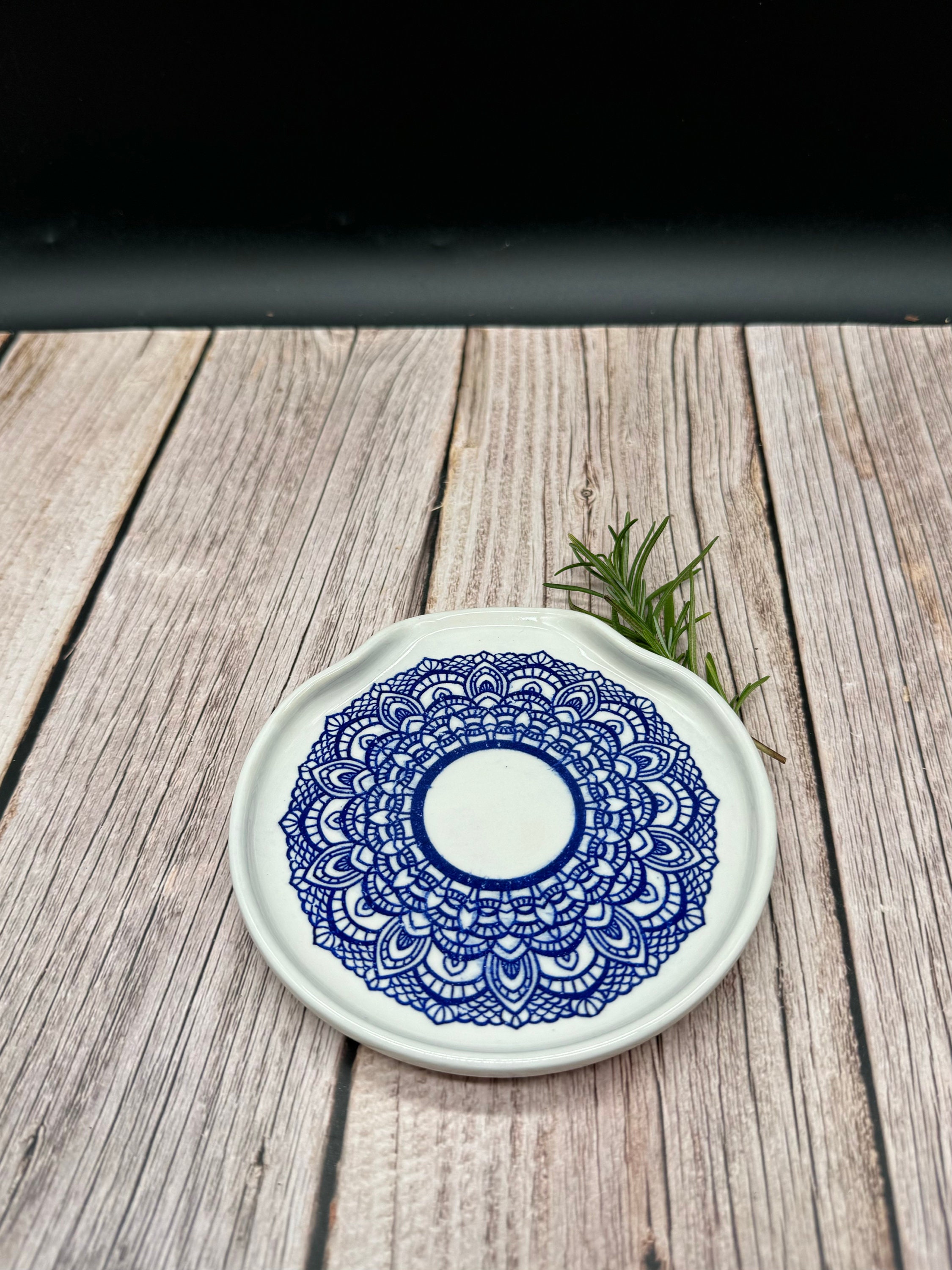 Handmade Blue and White Pottery Spoon Rest - Etsy