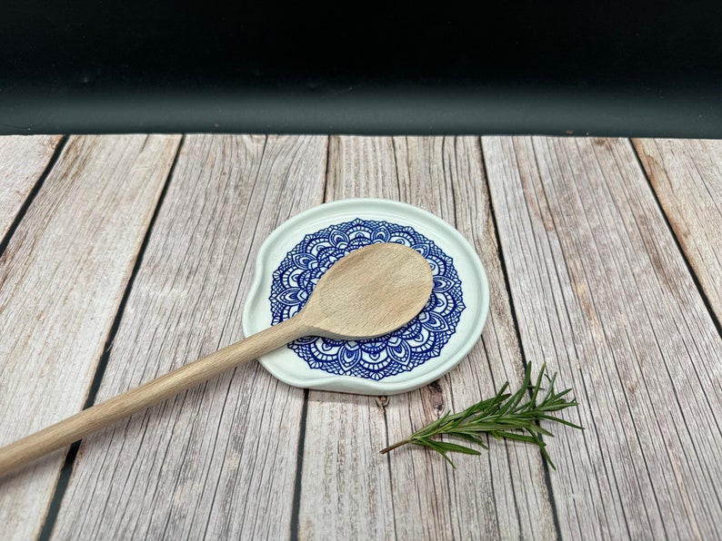 Handmade Blue and White Pottery Spoon Rest - Etsy