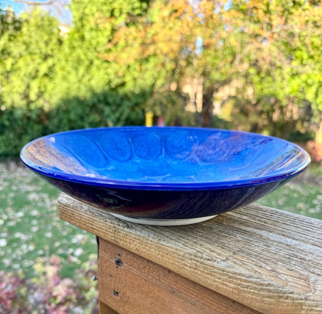 Handmade Large Blue Ceramic Serving Bowl, Pottery Salad Bowl, Blue Bowl ...