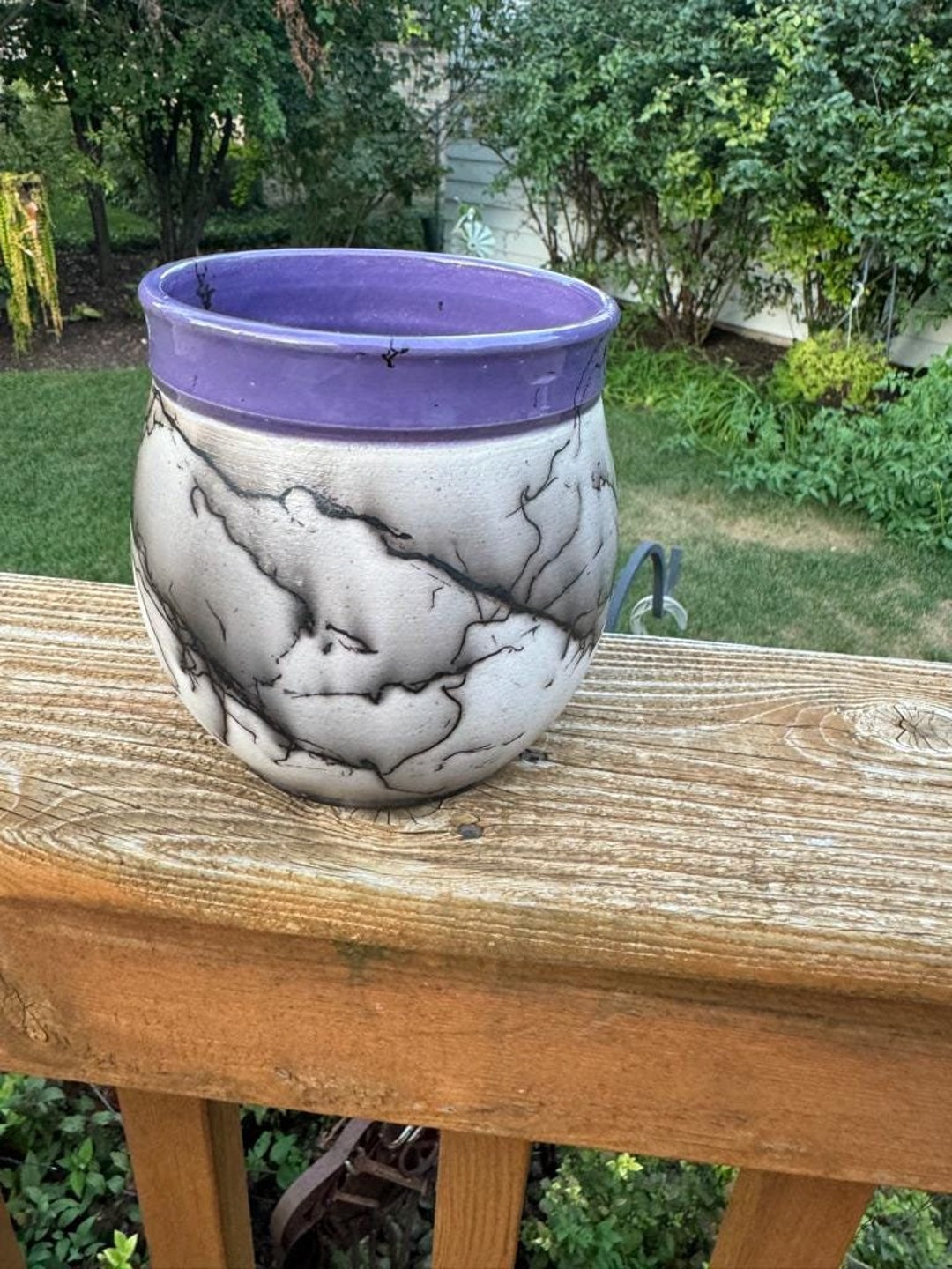 Handmade Horse Hair Pot With Purple Rim - Etsy