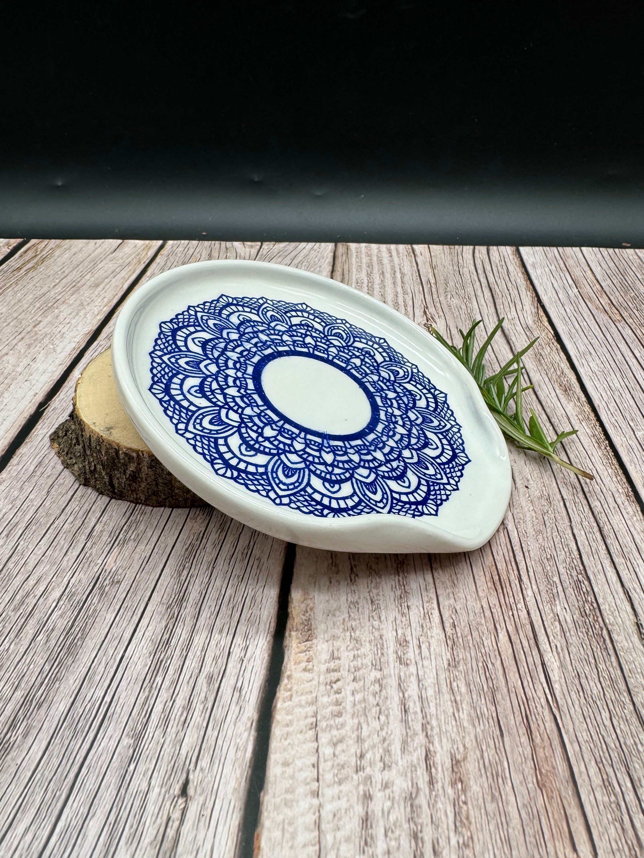 Handmade Blue and White Pottery Spoon Rest - Etsy