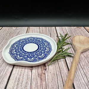 Handmade Blue and White Pottery Spoon Rest - Etsy