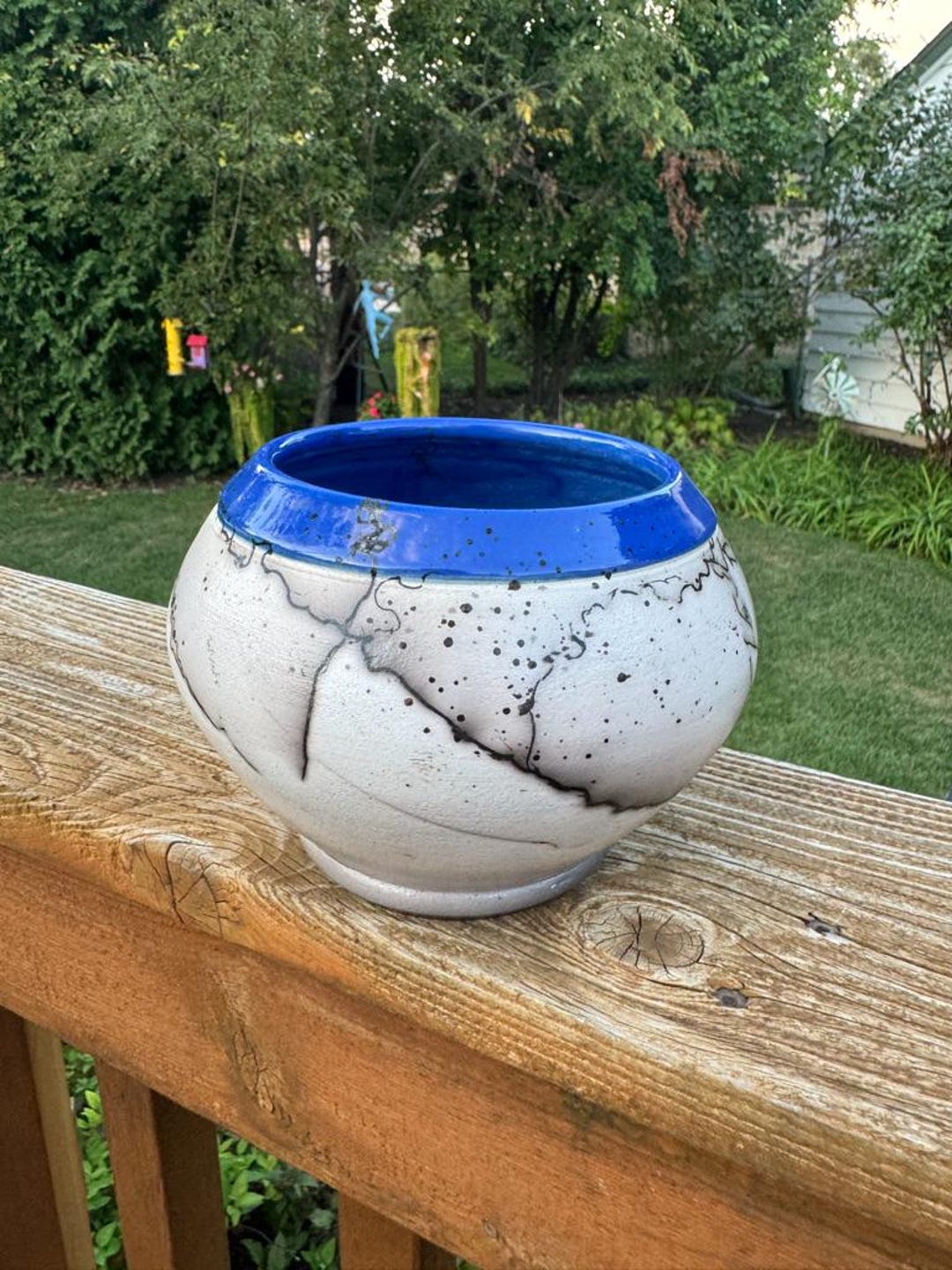 Handmade Horse Hair Pot With Blue Rim - Etsy