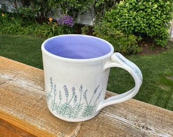 Handmade Ceramic Mug With Lavender Flowers - Etsy