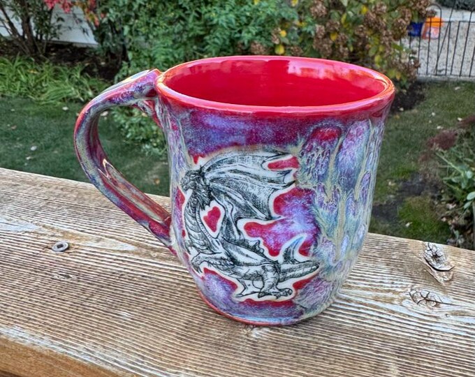 Handmade Ceramic Red Dragon Mug, Pottery Mug - Etsy