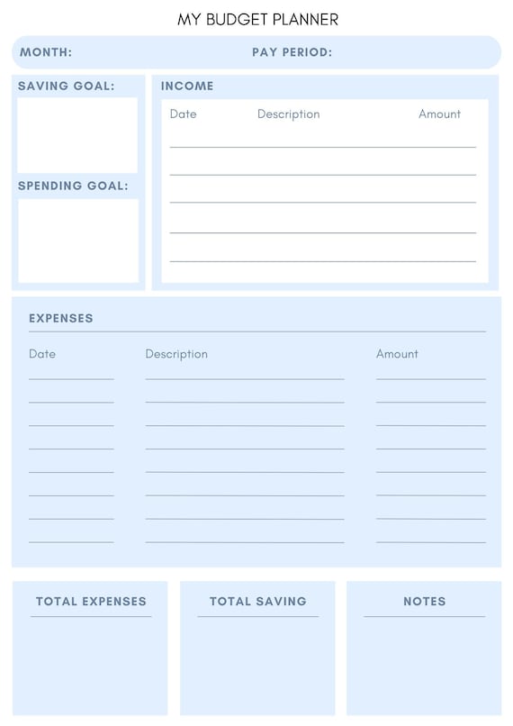 Minimalistic Printable Budget Planner Digital Easy to Use - Etsy