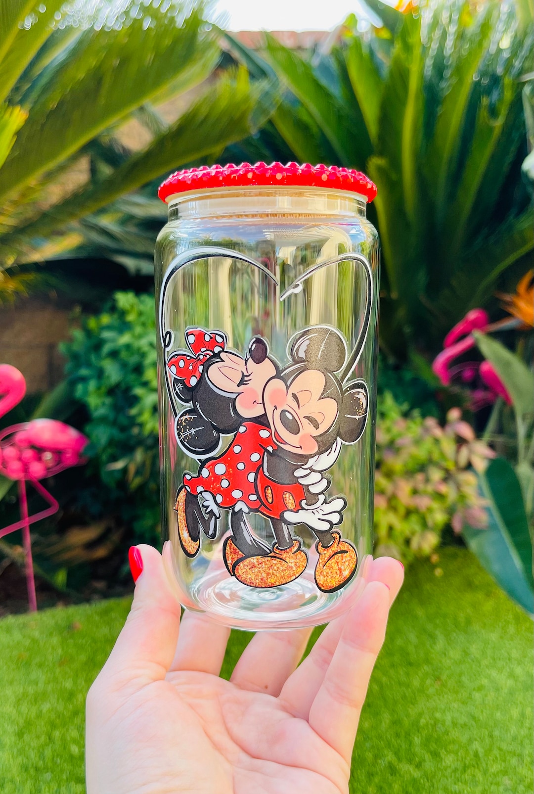 Minnie & Mickey Mouse in Love 16oz. Glass Can - Etsy