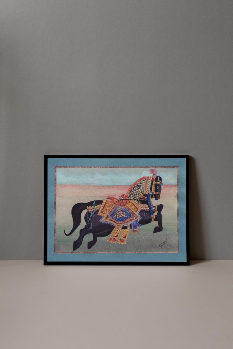 Persian Pony Original Art Print: Colorfully Decorated Horse in ...