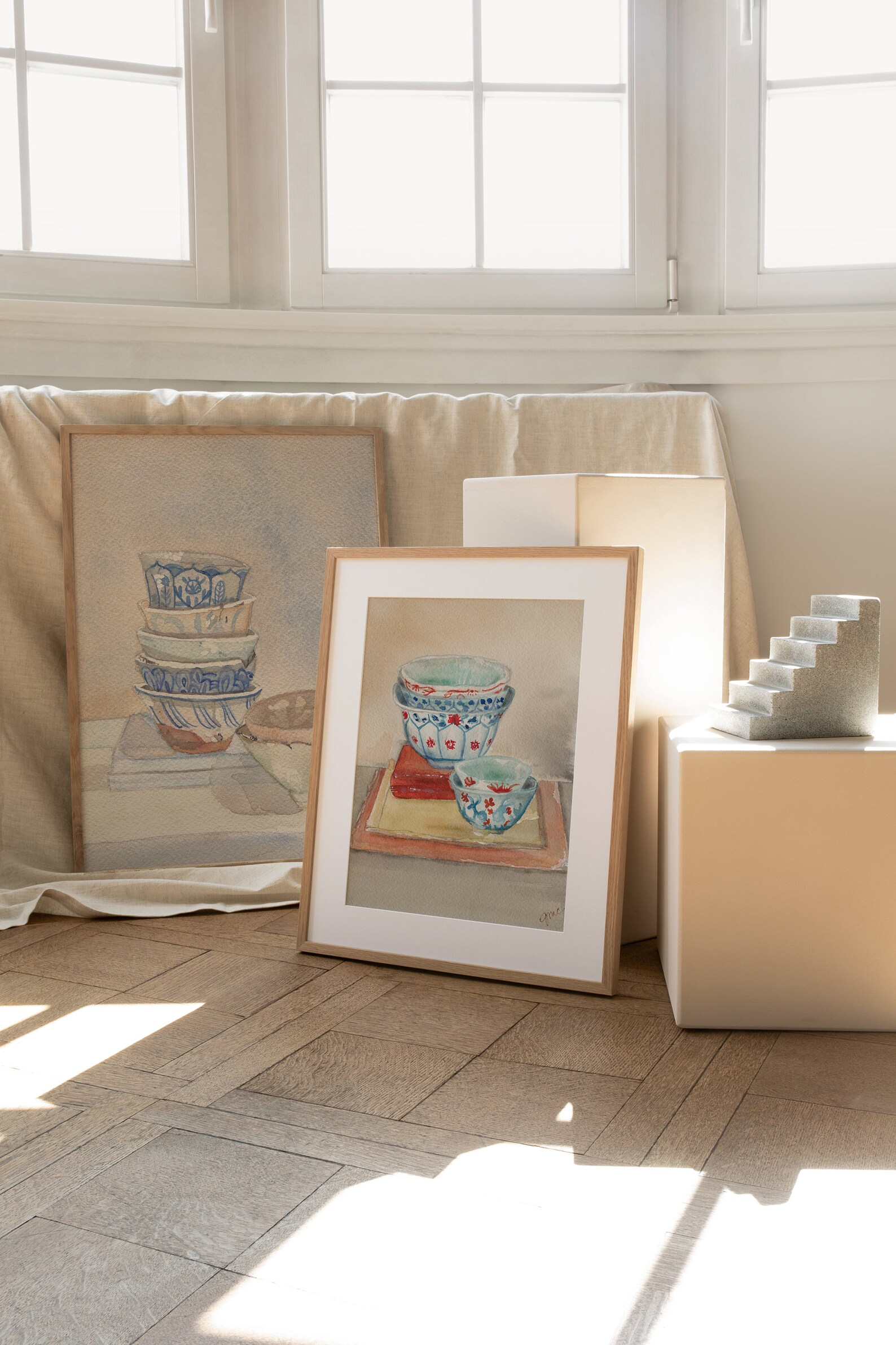 Blue and White Bowls | Celadon Pottery |stack of Old Red Books ...