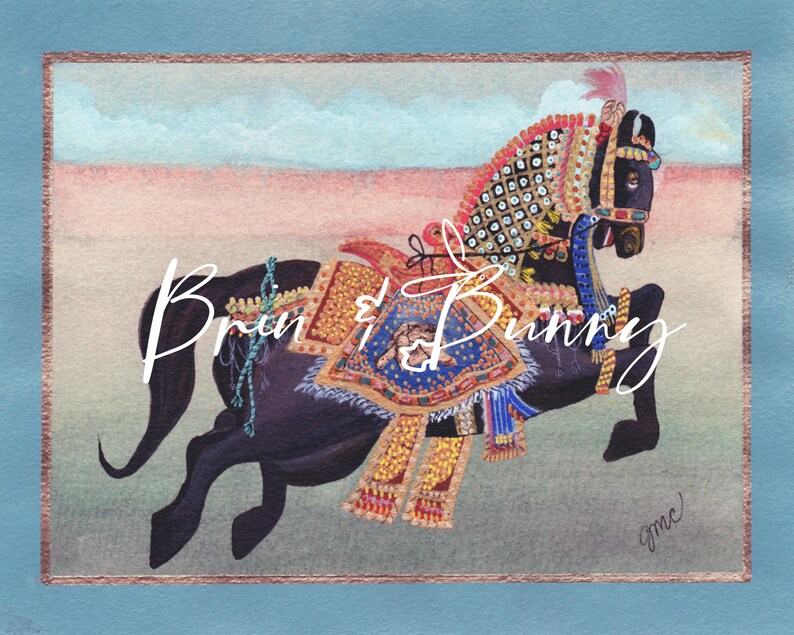 Persian Pony Original Art Print: Colorfully Decorated Horse in ...