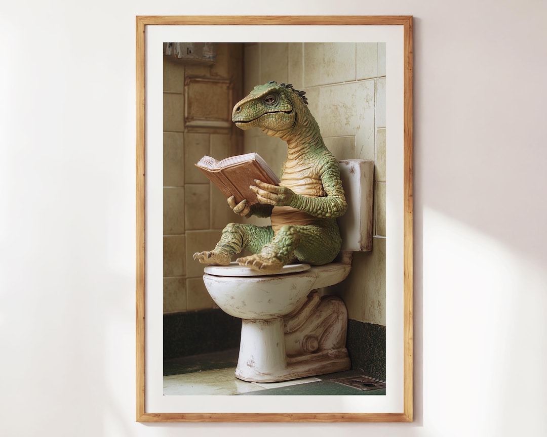 T-rex Dinosaur Pooping Print Dinosaur in the Toilet Animals Funny ...