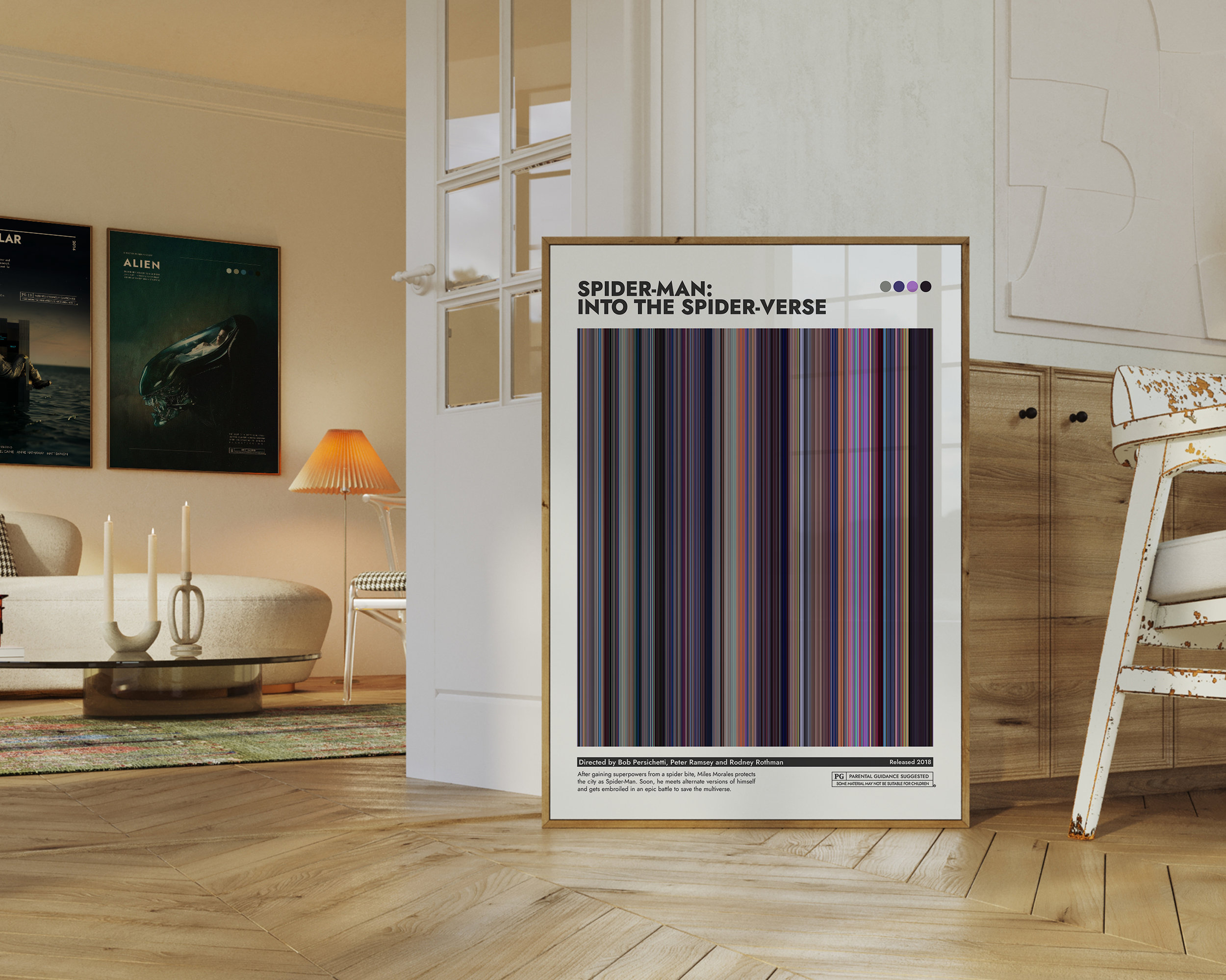 Spiderman: Into the Spider-verse Minimalist Barcode Print, Movie ...