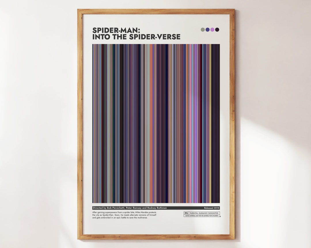 Spiderman: Into the Spider-verse Minimalist Barcode Print, Movie ...