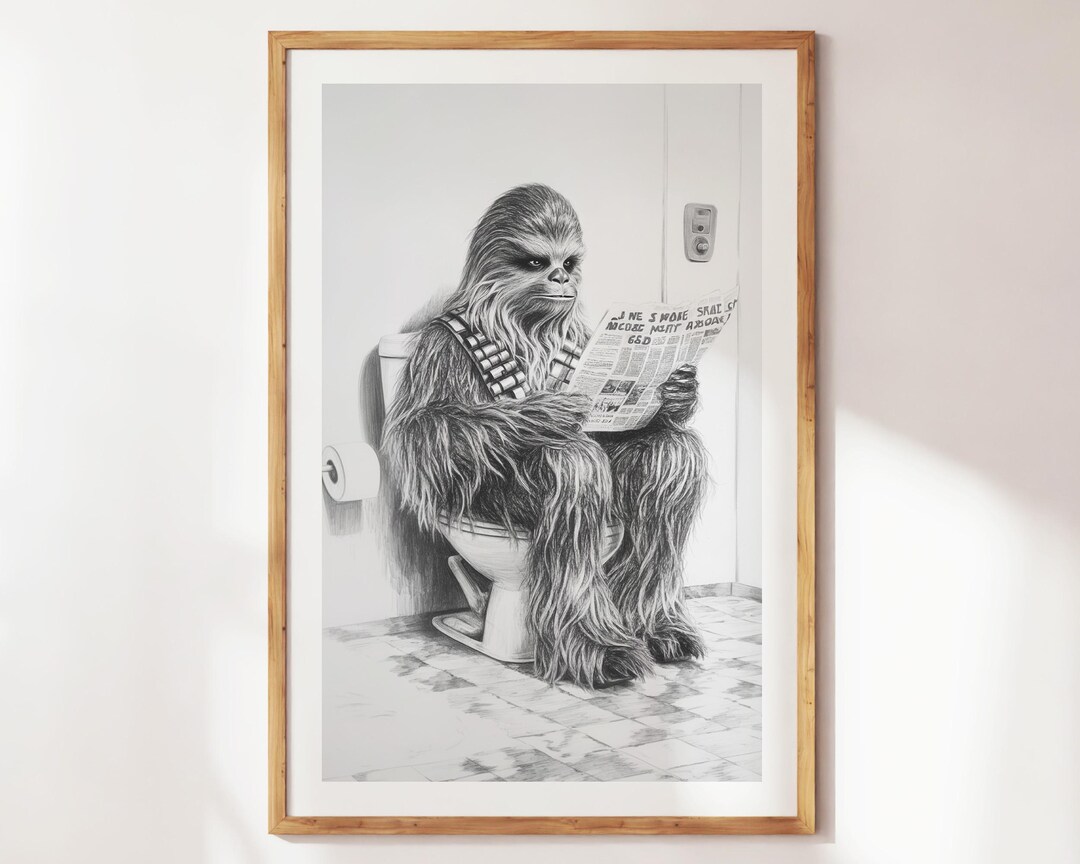 Chewbacca Reading Newspaper Bathroom Print Starwars Funny Print ...