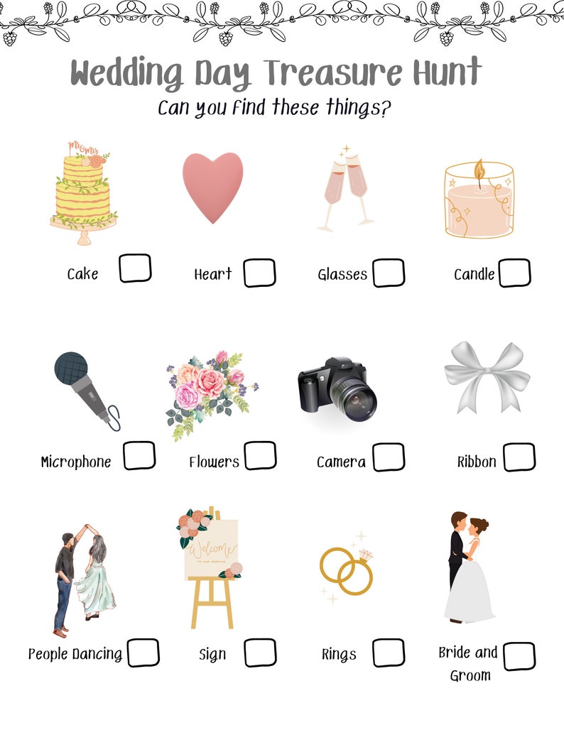 Wedding Kids Game Treasure Hunt Scavenger I Spy Activity Children - Etsy