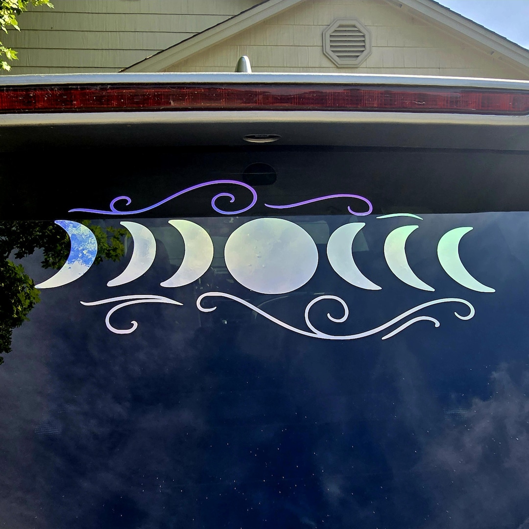 Holographic Moon Phase Decal | Witchy Vinyl Sticker | Celestial Car ...