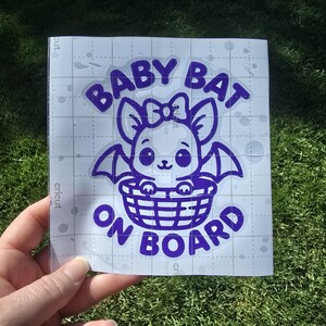 Baby Bat on Board Decal – Cute Gothic Bat Car Sticker – Halloween Baby ...