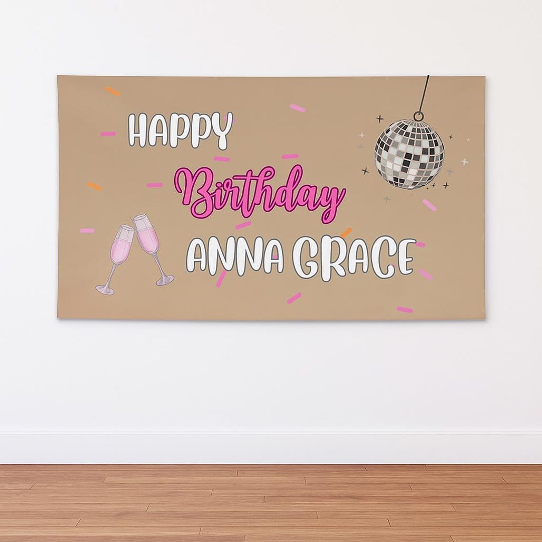 DIGITAL Custom Birthday Banner, Personalized Party Sign, Kraft Paper ...